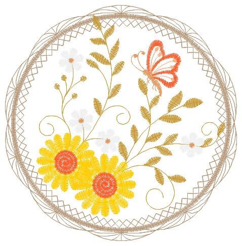 Garden Frame embroidery designs - Flowers embroidery design machine em ...