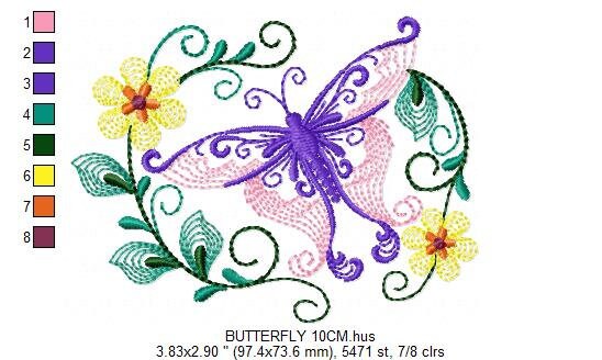 Butterfly embroidery design - Delicate Flowers embroidery designs mach ...