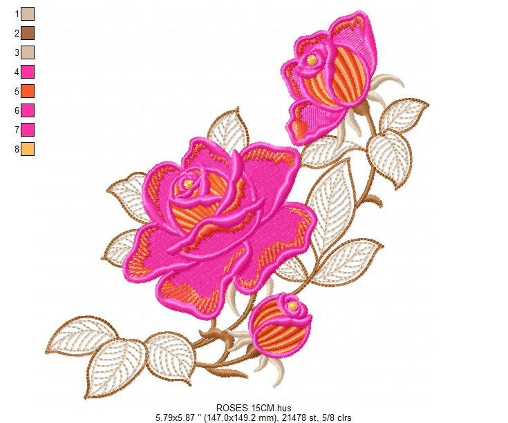 Roses embroidery designs - Flower embroidery design machine embroidery ...