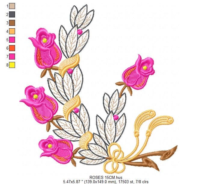Roses bouquet embroidery designs - Flower embroidery design machine em ...