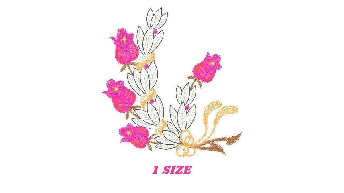 Roses bouquet embroidery designs - Flower embroidery design machine em ...
