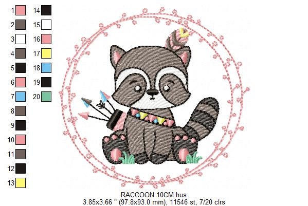 Raccoon embroidery designs - Woodland animal embroidery design machine ...