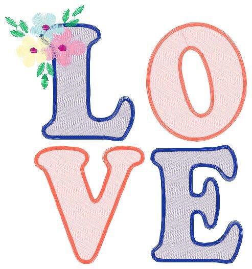 Love embroidery design - Love word embroidery designs machine embroide ...